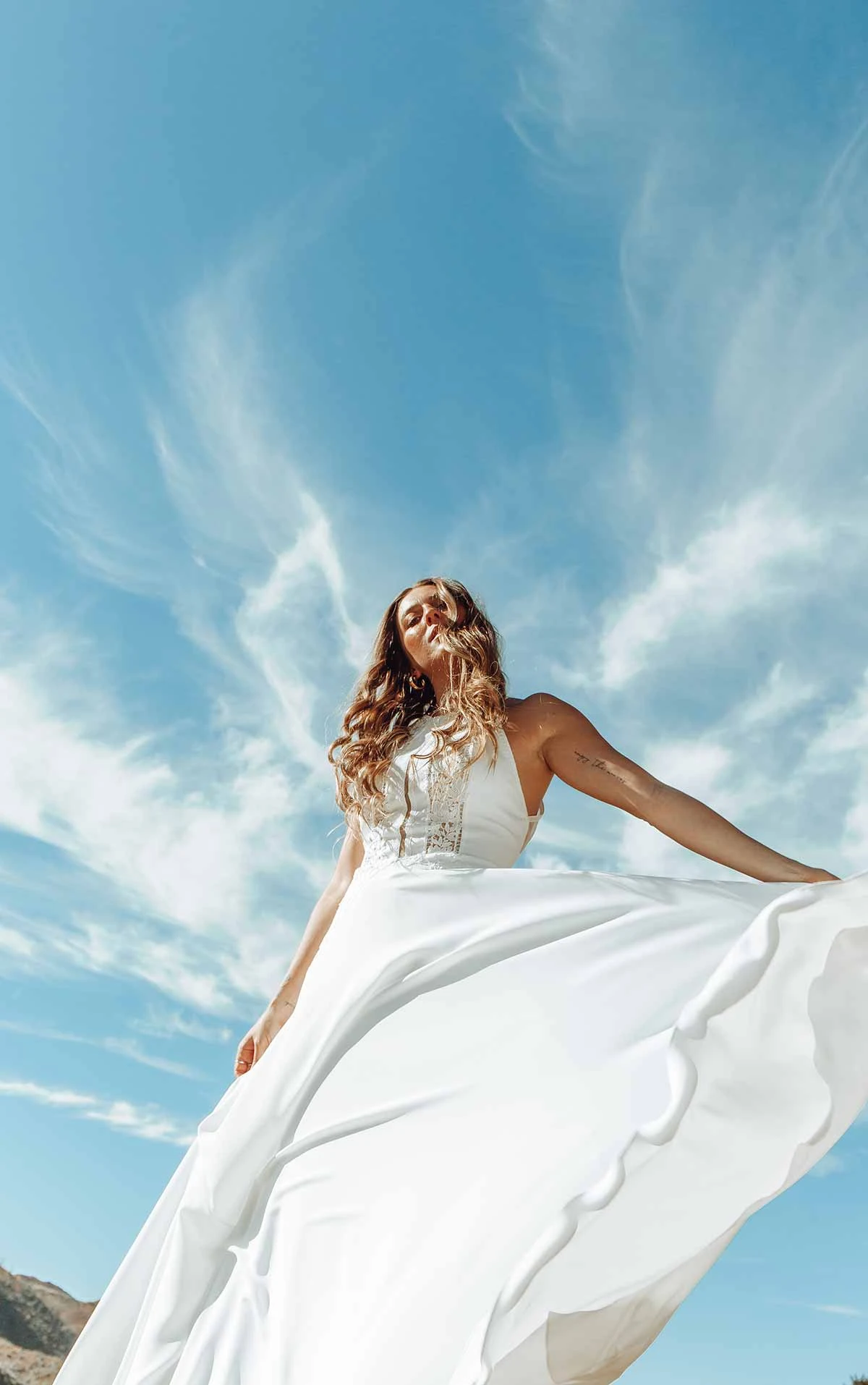 Boho Halter Wedding Dress with Back Detail | All Who Wander Wedding Dresses