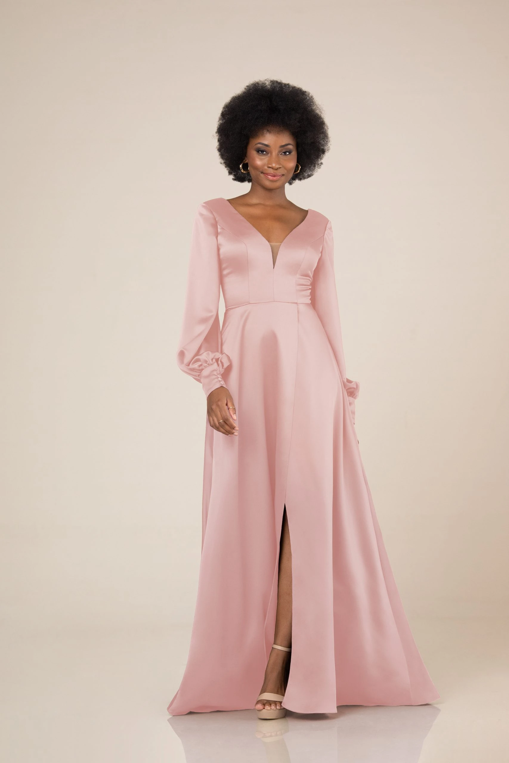 9680 | Sorella Vita | Boho Bridesmaid Dress with V-Neckline and Long Sleeves | Essense Designs