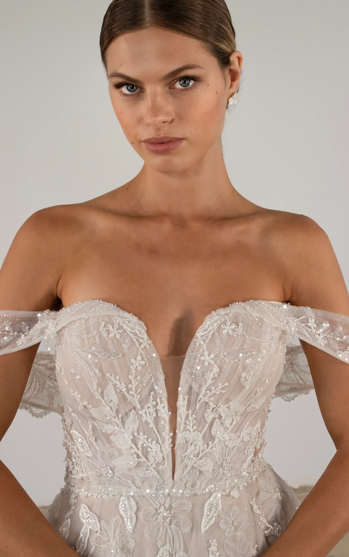 Elegant A Line Wedding Gown Adorned With Romantic Floral Lace And